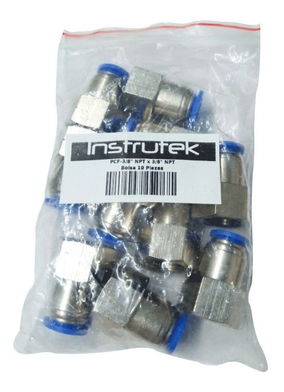 10 Pz De Conector/racor Neumático Recto Hembra 3/8 | Instrutek